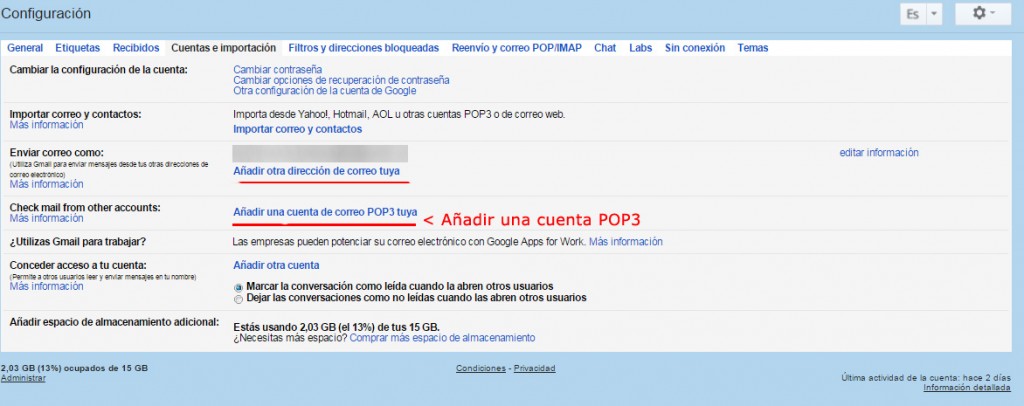 Como configurar correo entrante POP3 en Gmail – Esencial GPS